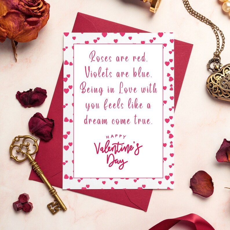 Happy Valentine Printable Card With Red Hearts, Card With Heart ...
