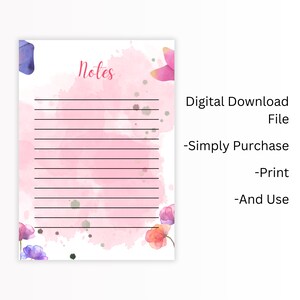 Printable Notepad Colourful Page Note Taking Template Printable ...