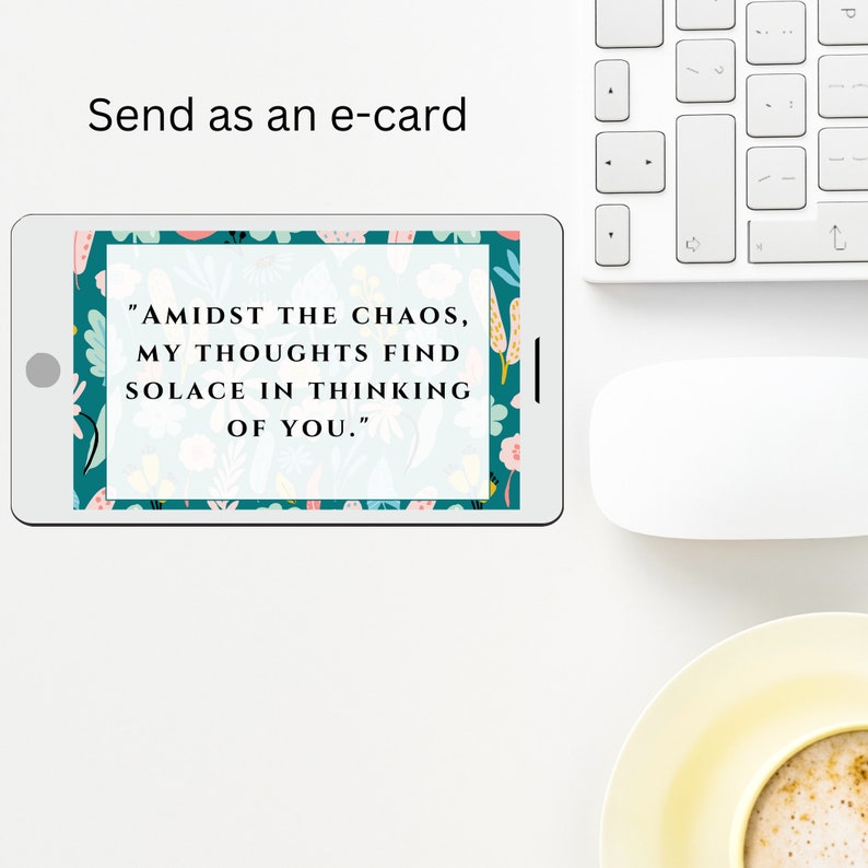 Thinking of You Card, Sympathy Card Printable Quote Card, Long Distance ...