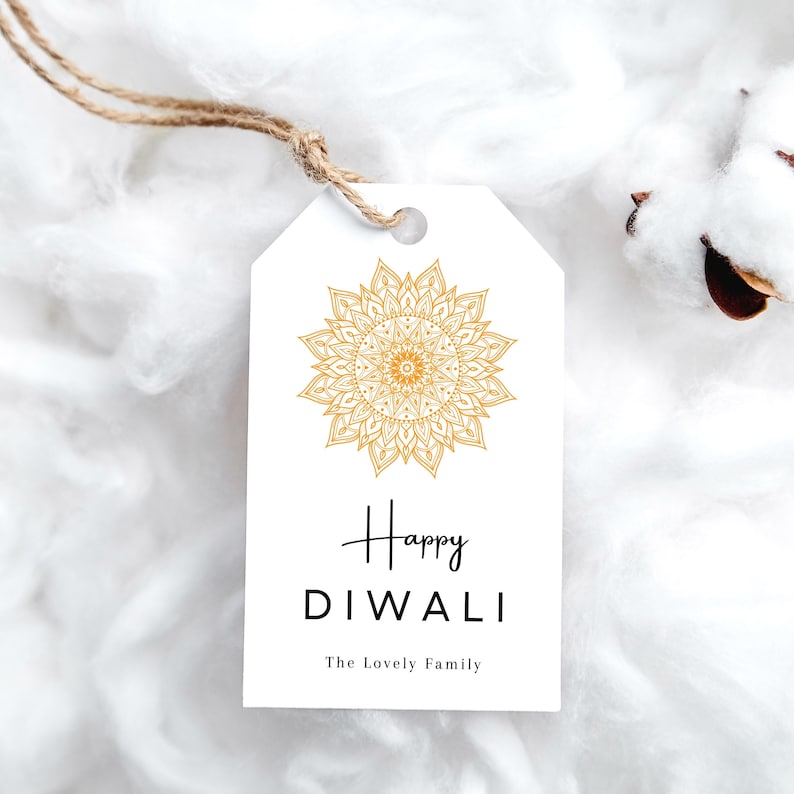 Happy Diwali Gift Tag Printable Diwali Tag Editable Deepawali Gift Tag ...