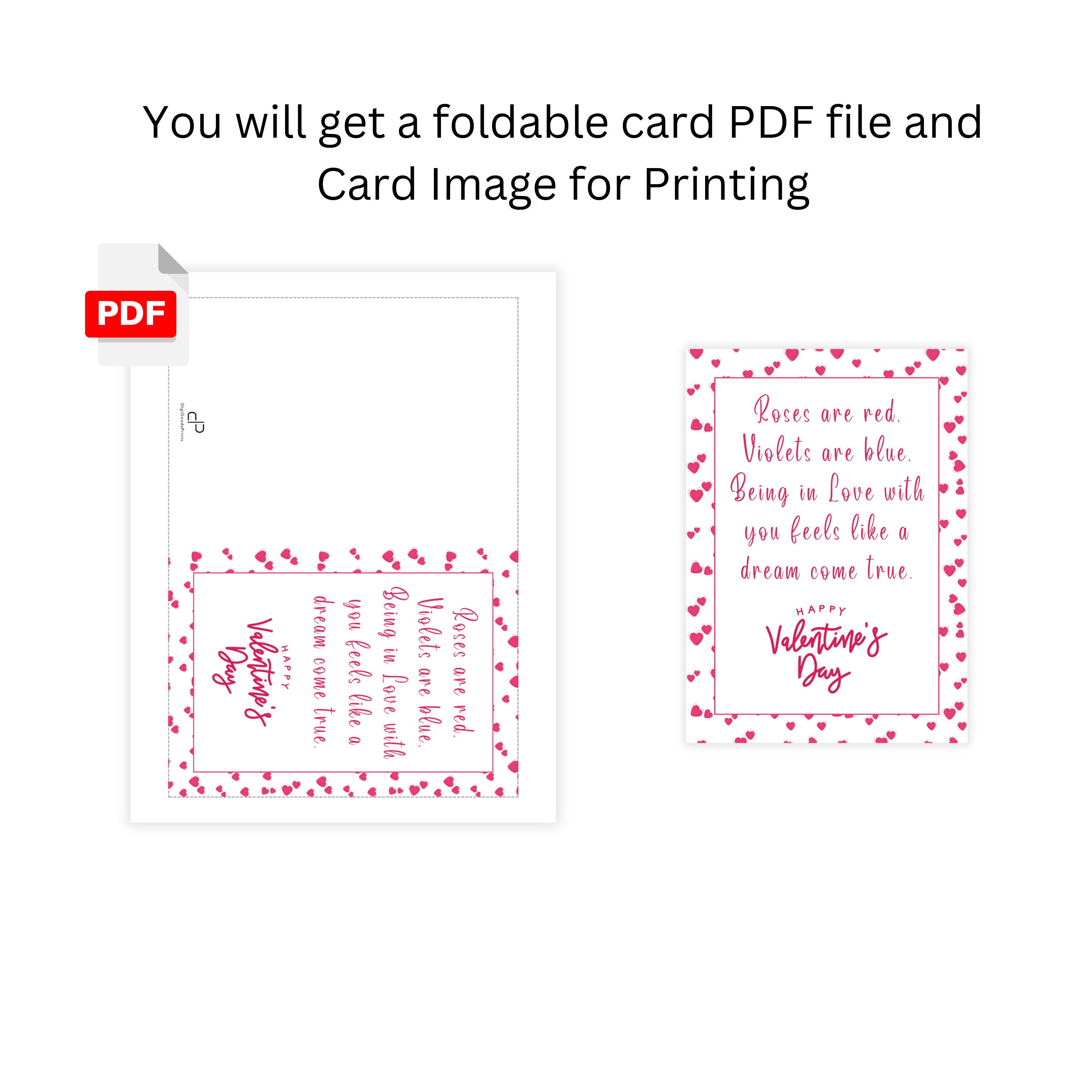 Happy Valentine Printable Card With Red Hearts, Card With Heart ...