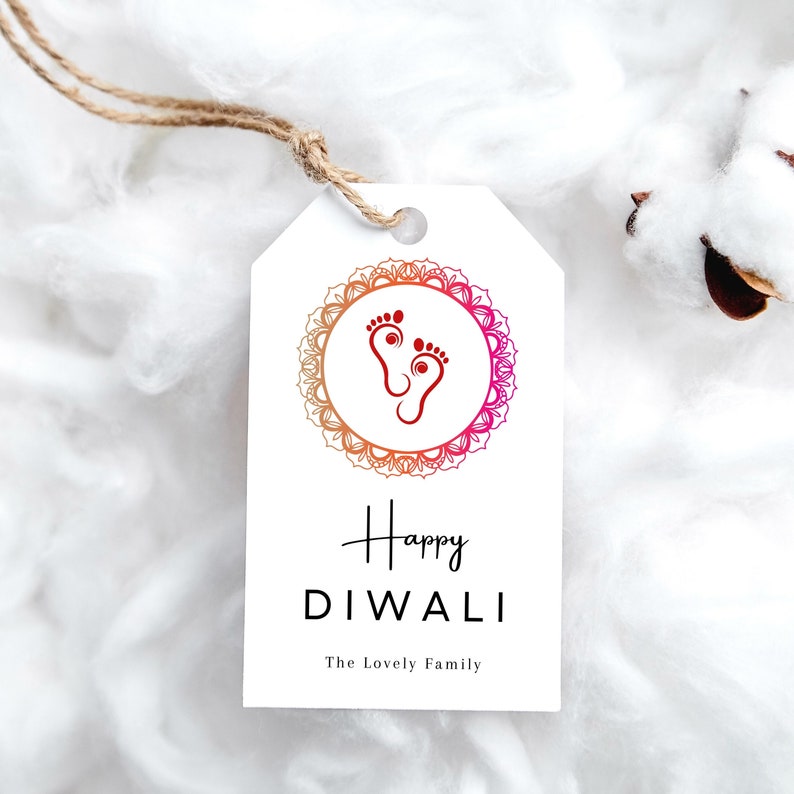 Happy Diwali Gift Tag Printable Diwali Tag Editable Deepawali Gift Tag ...
