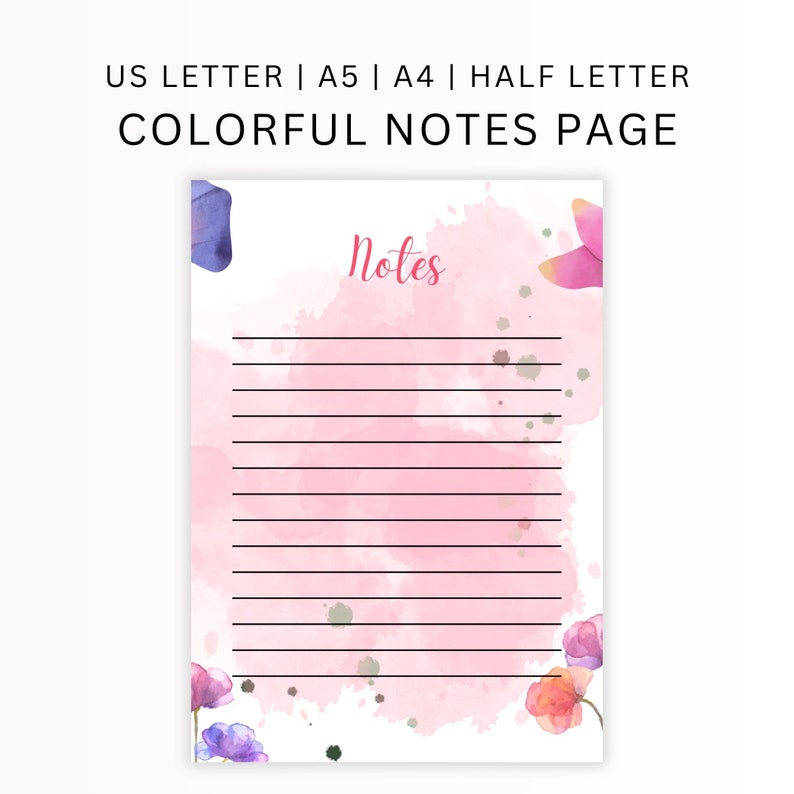 Printable Notepad Colourful Page Note Taking Template Printable ...