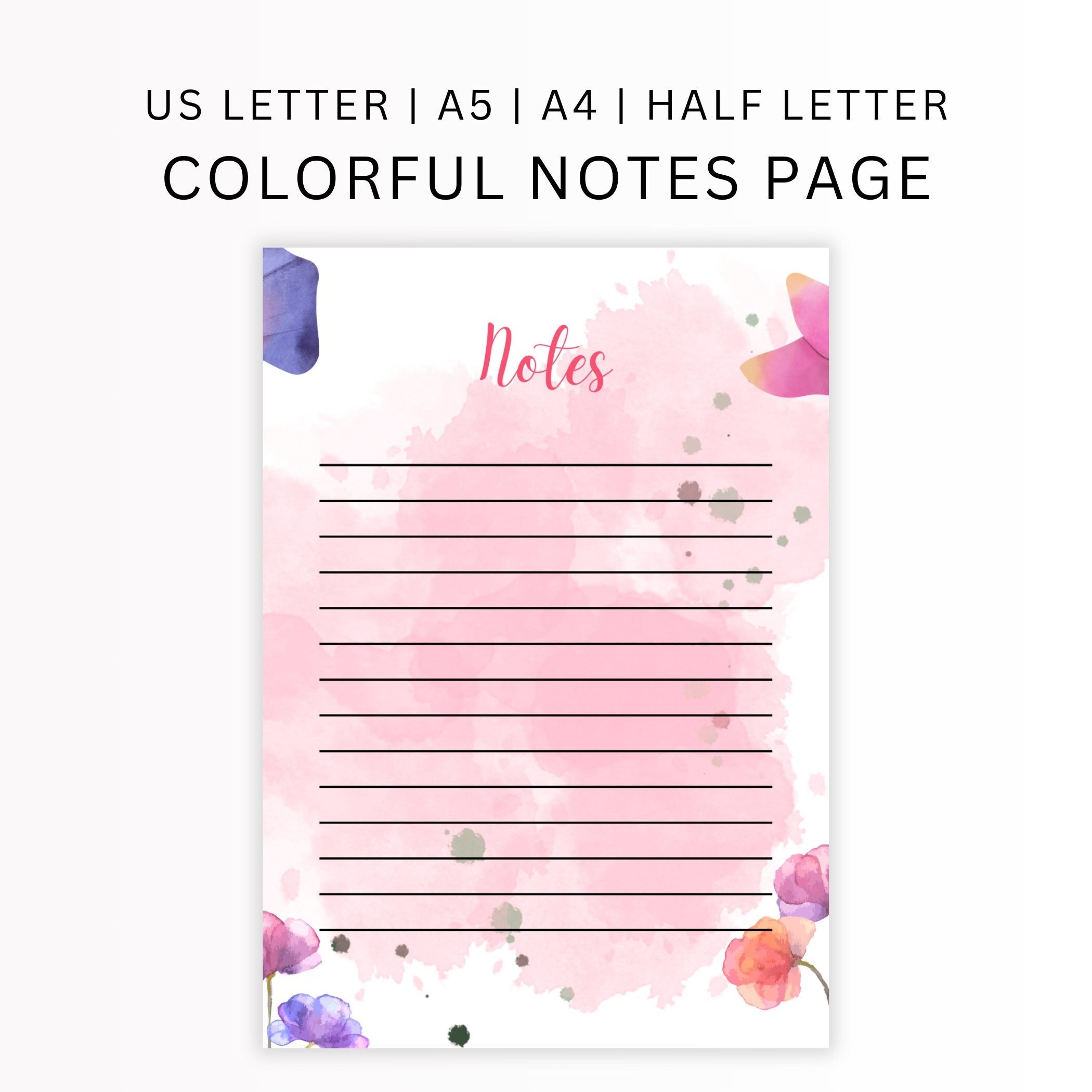 Printable Notepad Colourful Page Note Taking Template Printable ...