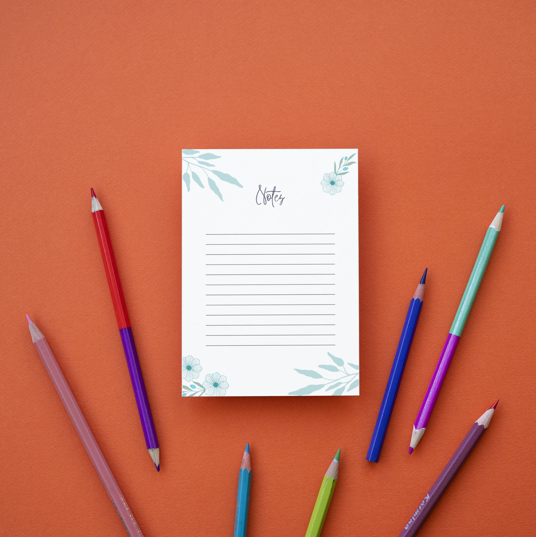 Note Taking Template Printable Blue Floral Notes Page Printable Lined ...