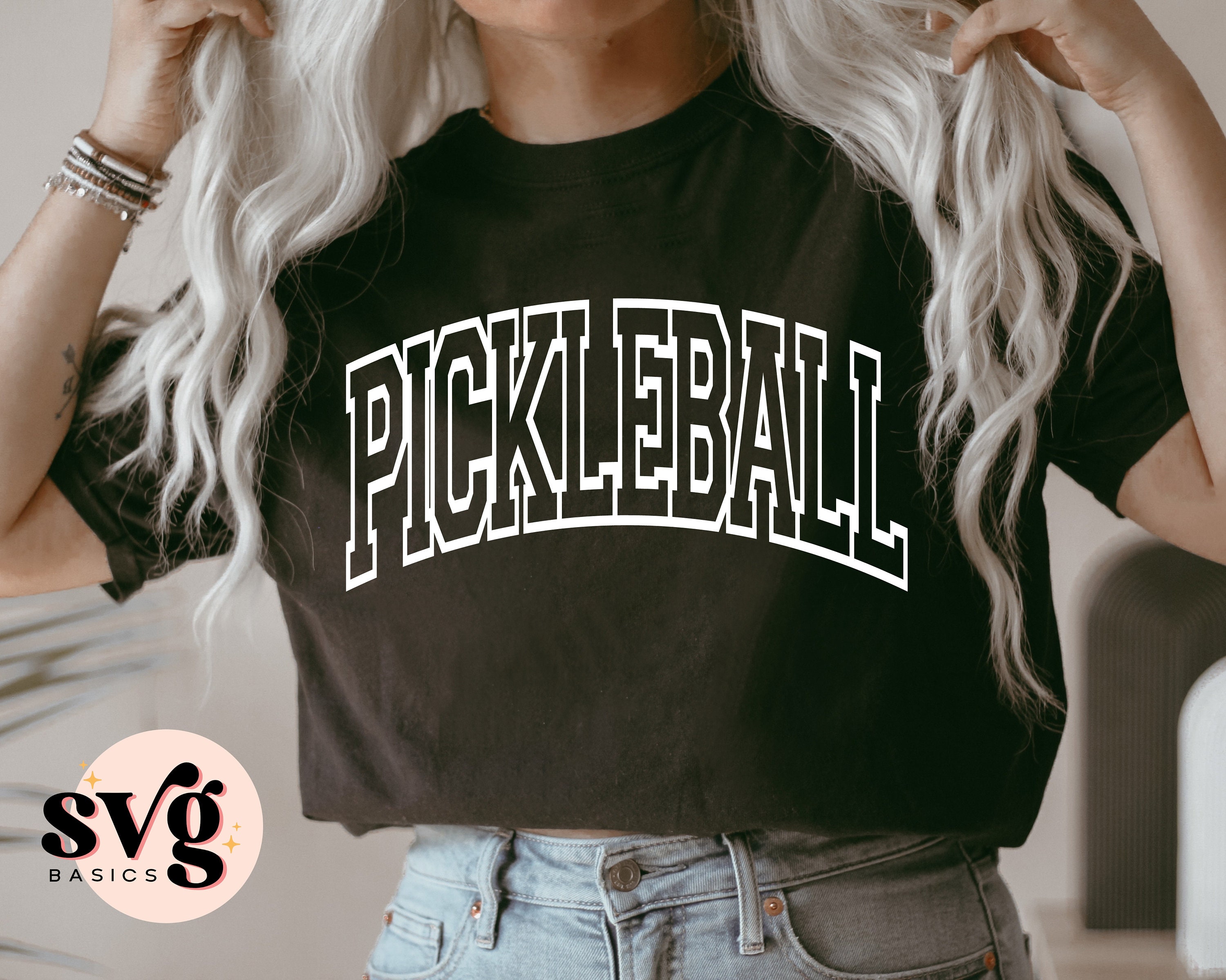 Pickleball SVG PNG, Varsity Font Pickleball Shirt Svg Files, Pickleball ...