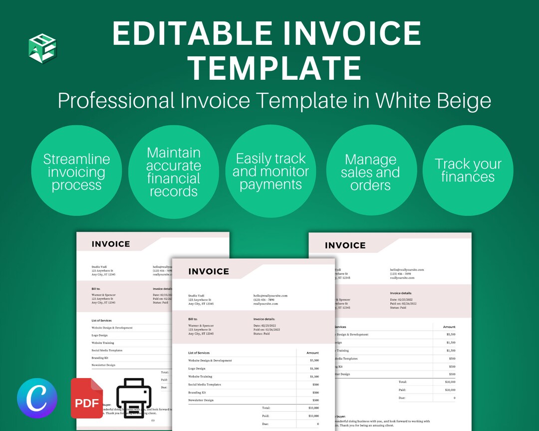 Plantilla Canva de factura imprimible formulario de pedido - Etsy México