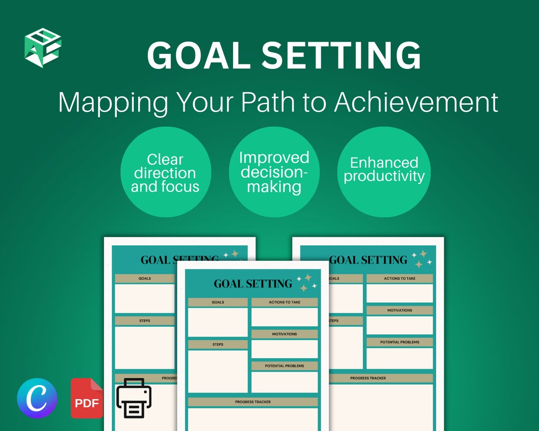 Goal Setting Printable Template Goal Achievement Worksheet - Etsy