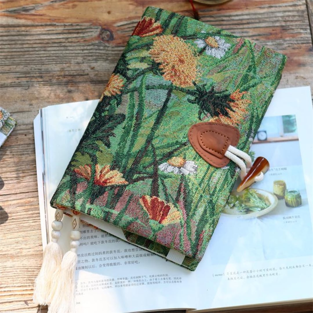 Adjustable Fabric Book Cover, Floral Print, Handmade Book Protector - Etsy
