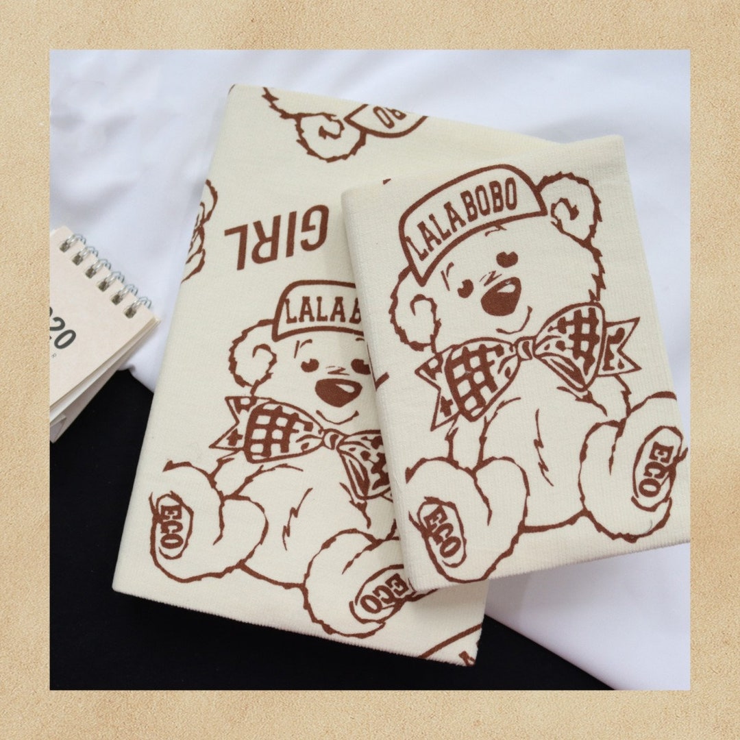 Bear Book Cover, Book Pouch, Custom Size Book Jacket, Adjustable Book ...