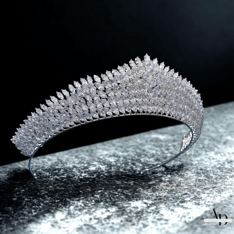 Diamond Bridal Luxury Tiara, Crystal Cz Hair Piece, Bridal Hair Crown ...