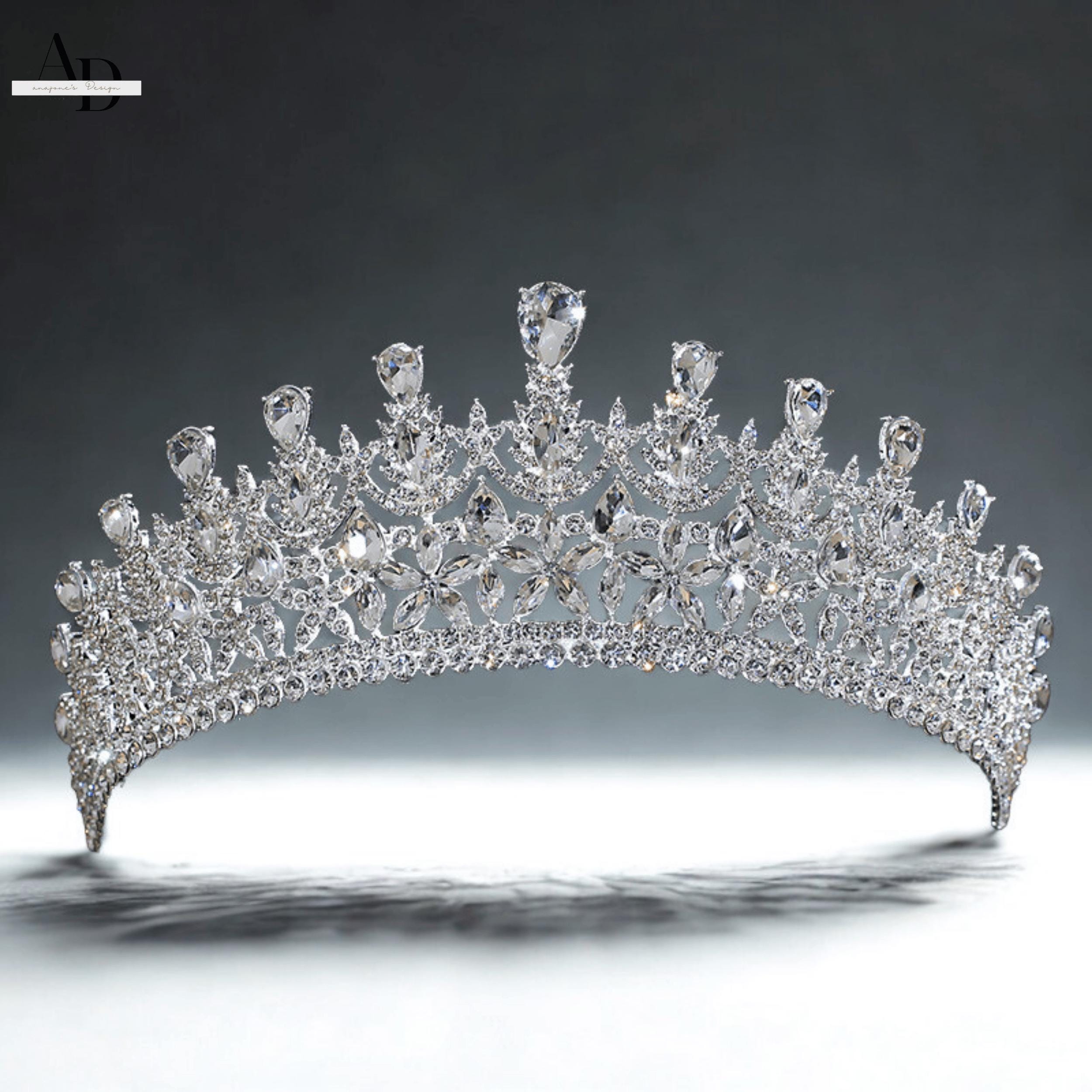 Rhinestone Bridal Tiara, Crystal Hair Piece, Silver Bridal Headband ...