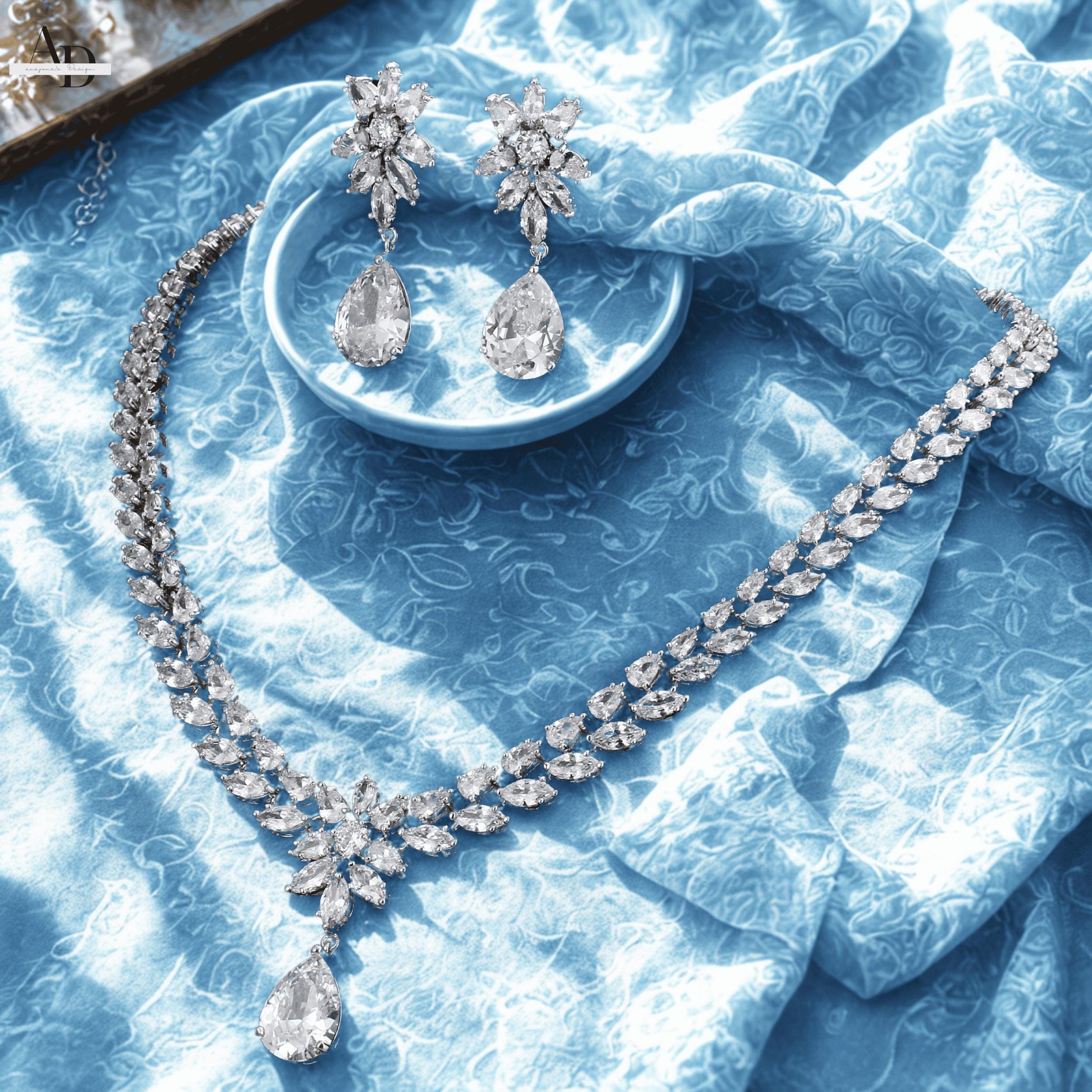 Bridal Silver Necklace Set Wedding Jewelry for Bride Silver Bridal ...