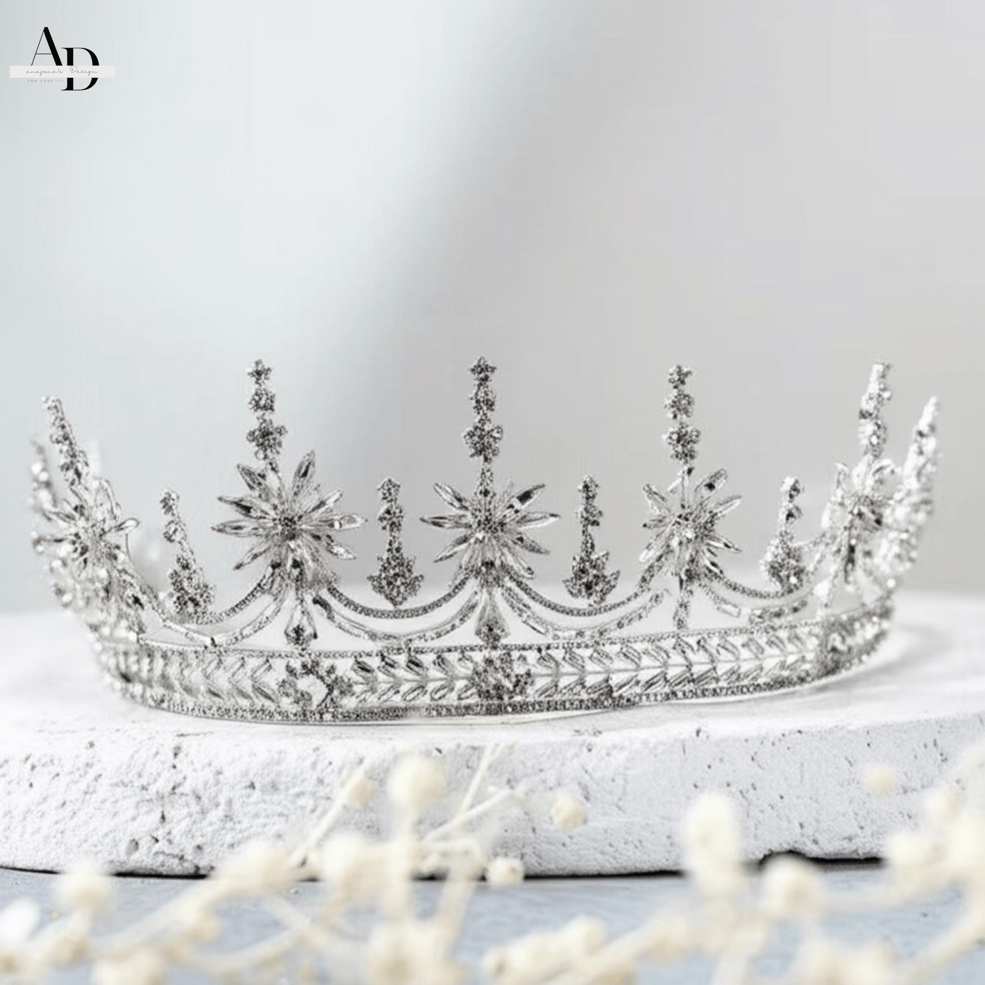 Vintage Silver Bridal Wedding Crown, Handmade Elegant Princess Crystal ...