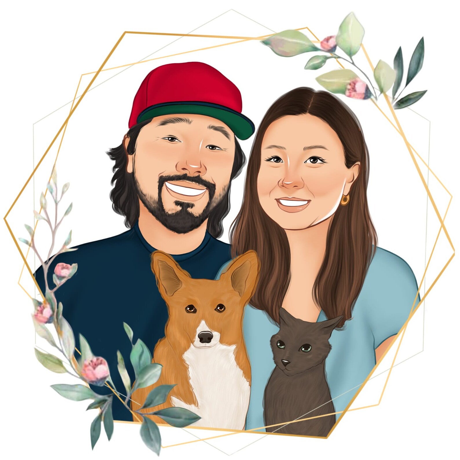 Custom Family Portrait, Portrait Artwork, Couple Portrait, Cartoon ...