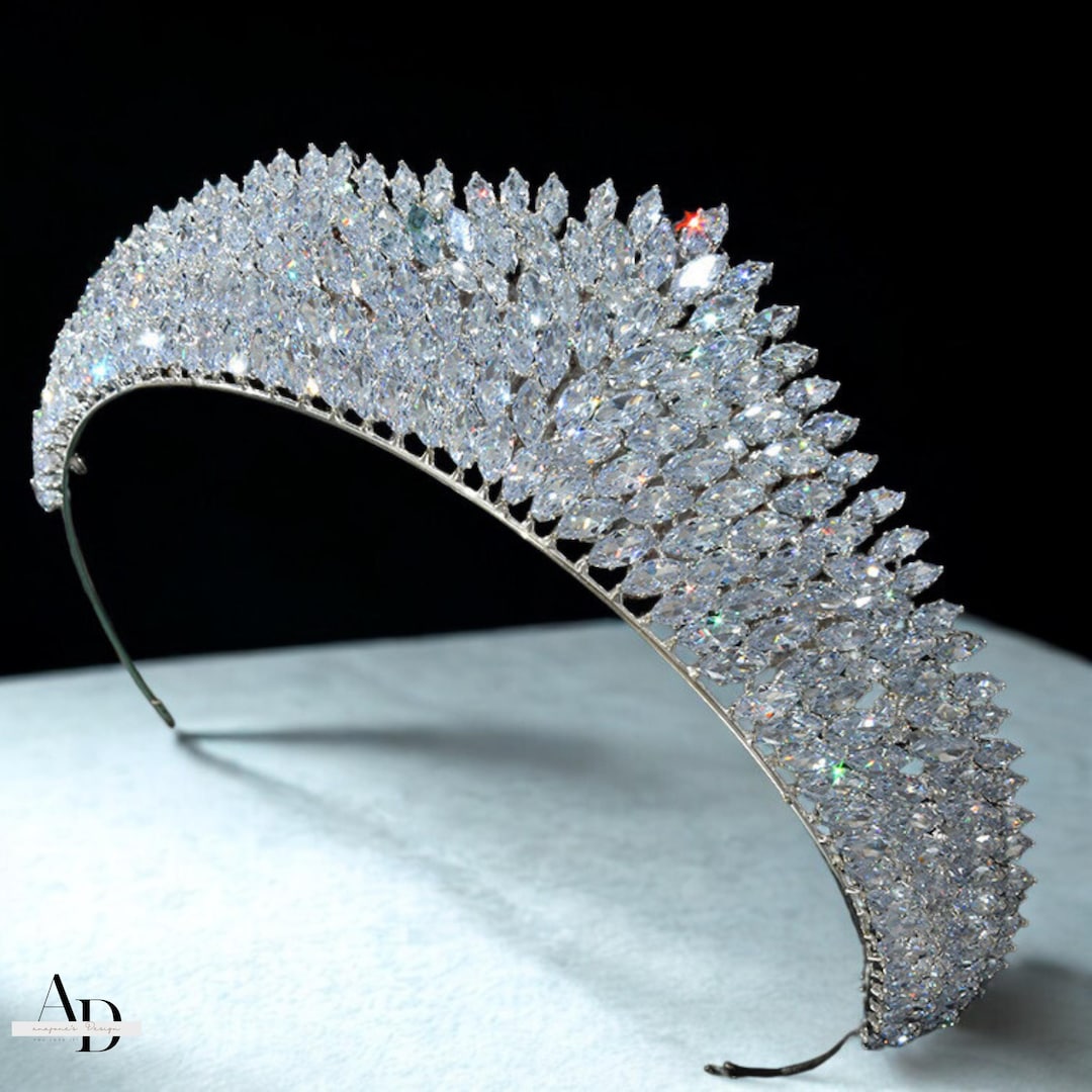 Diamond Bridal Luxury Tiara, Crystal Cz Hair Piece, Bridal Hair Crown ...