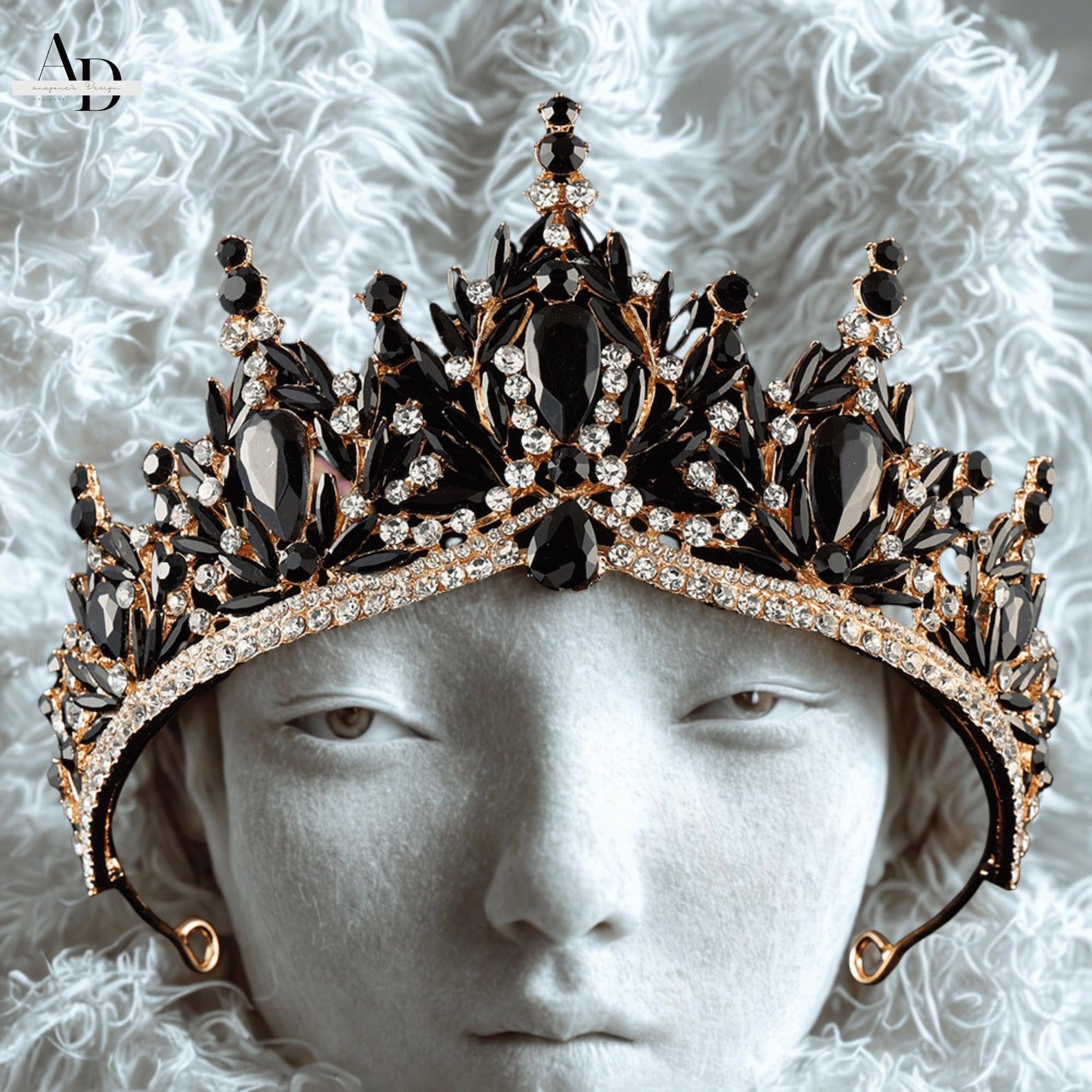 Bridal Green Tiara Wedding Crown / Gold Bridal Tiara / Rhinestone ...