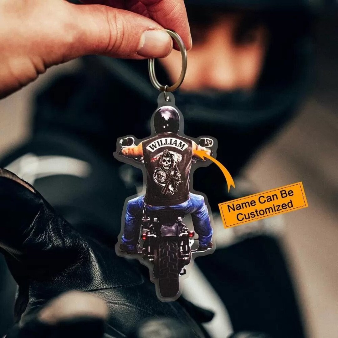 Personalized Biker Acrylic Keychain | Custom Keychain - Etsy