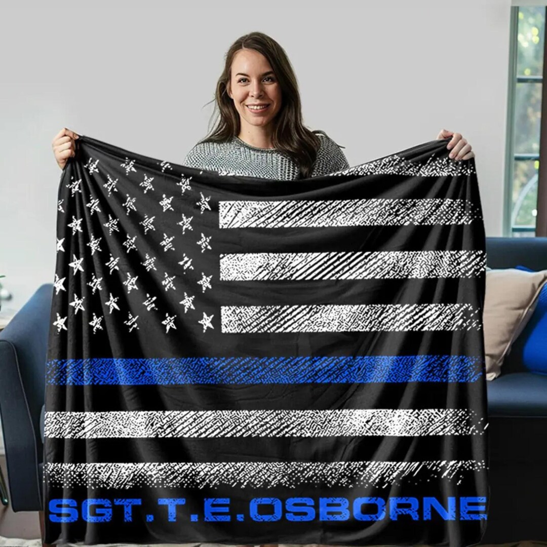 Personalized Thin Blue Line Blanket: Police Officer Gift - Etsy