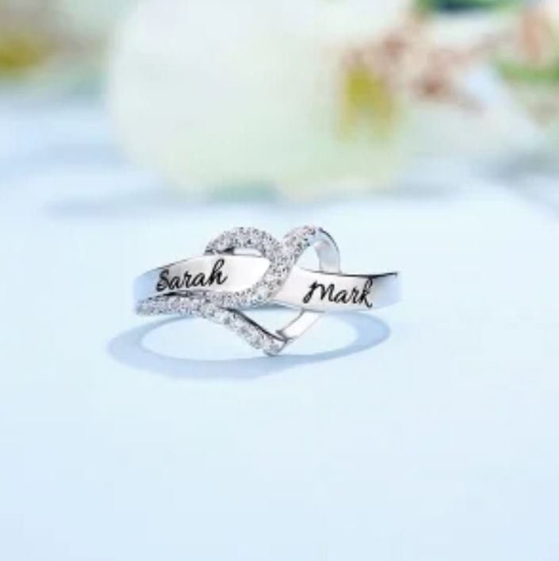 Engraved Rings, Beautiful Heart Ring, Custom Gift for Her, Personalized ...