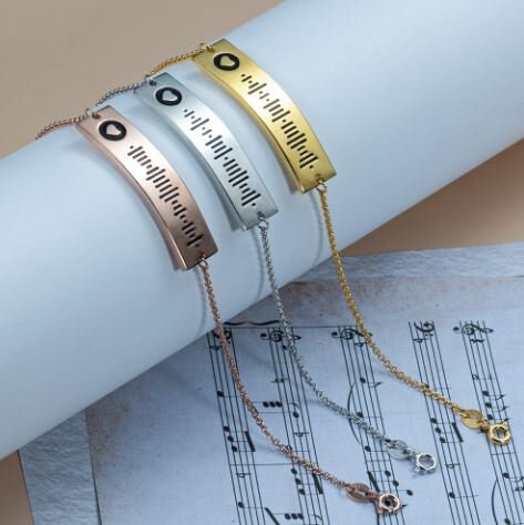 Personalized Scannable Spotify Code Name Bracelet Engraved Song Code ...