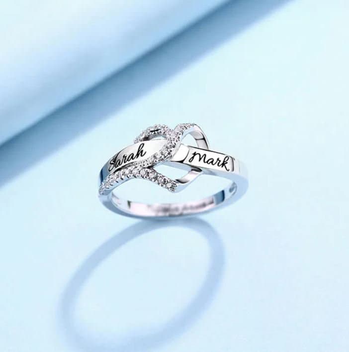 Engraved Rings, Beautiful Heart Ring, Custom Gift for Her, Personalized ...
