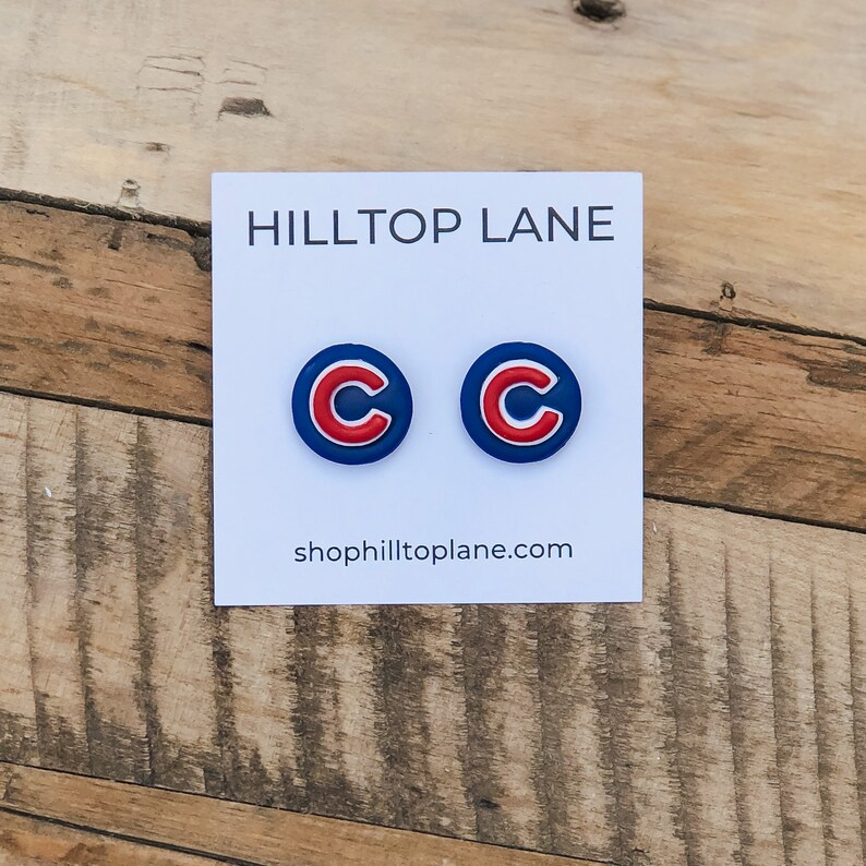Chicago Cubs Earrings, Cubs Jewelry, Gift for MLB Fan, Go Cubs Go ...