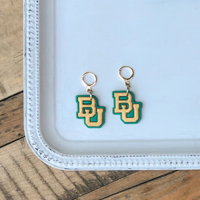 Baylor University Logo Earrings, Baylor Bears Jewelry, Sic Em, Baylor ...