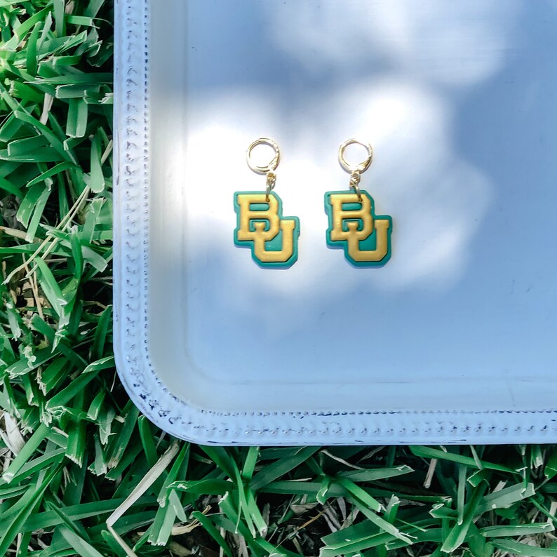 Baylor University Logo Earrings, Baylor Bears Jewelry, Sic Em, Baylor ...