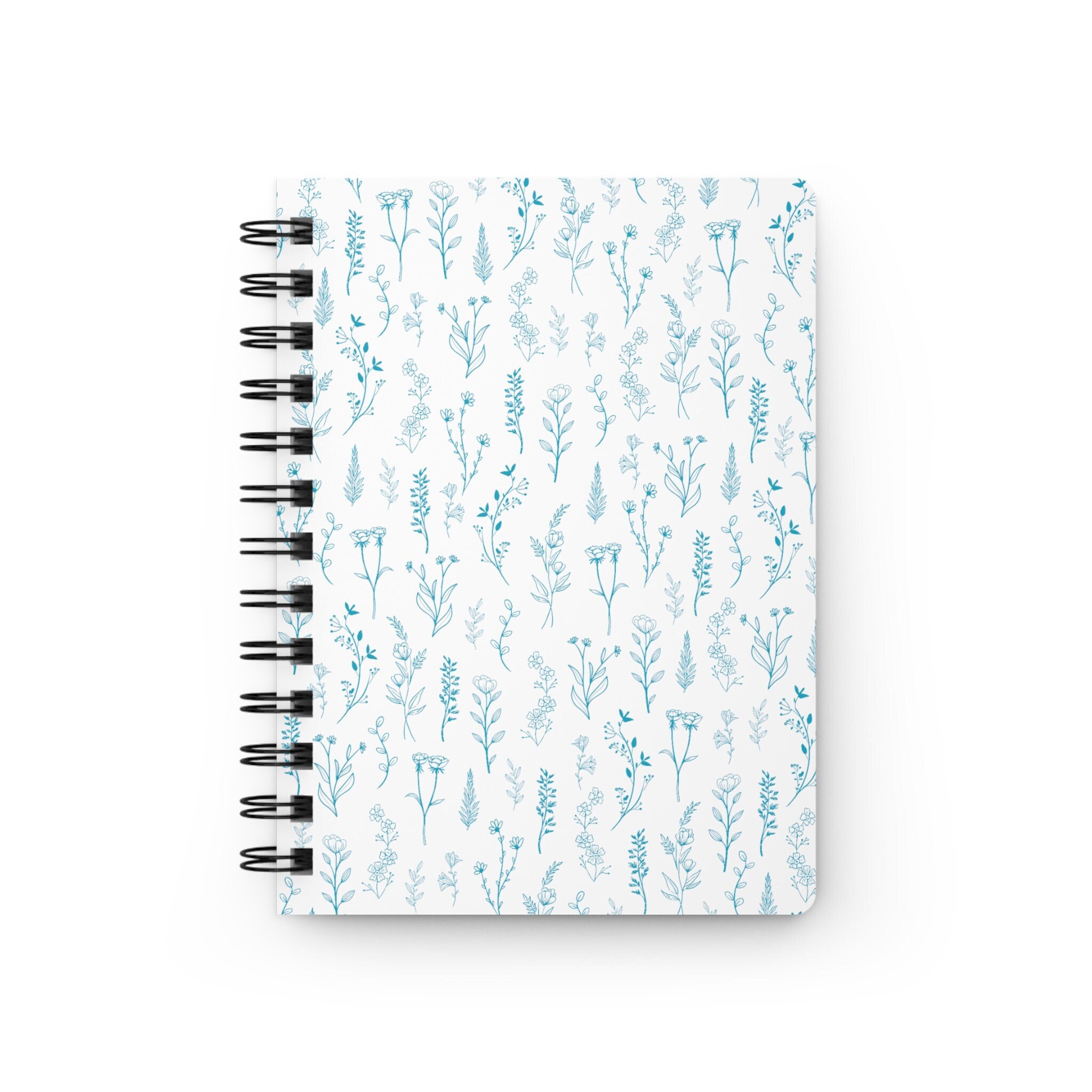 Blue Flower Spiral Notebook, Cute Blue Floral Journal, Cute Blue Floral ...