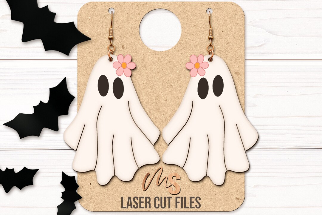 Floral Ghost Earrings SVG - Halloween Earrings Svg - Halloween Dangle ...