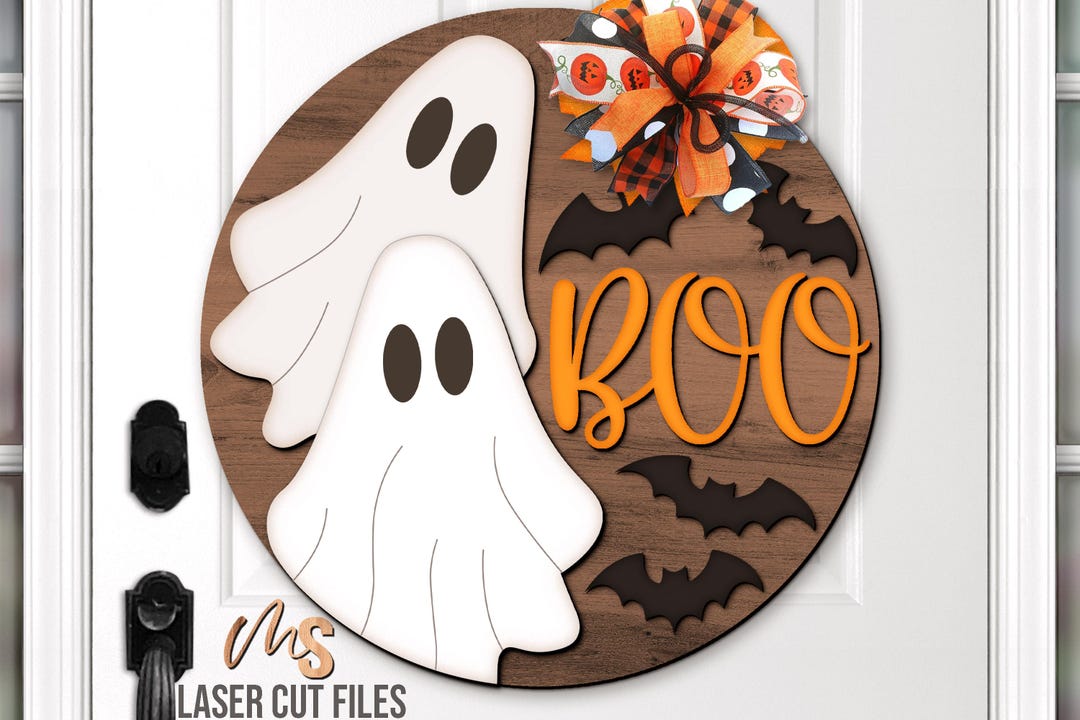 Halloween Ghost Door Hanger Svg - Ghost Halloween Sign Svg - Boo Svg ...
