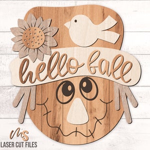 Hello Fall Scarecrow Door Hanger Svg - Fall Welcome Sign Svg ...
