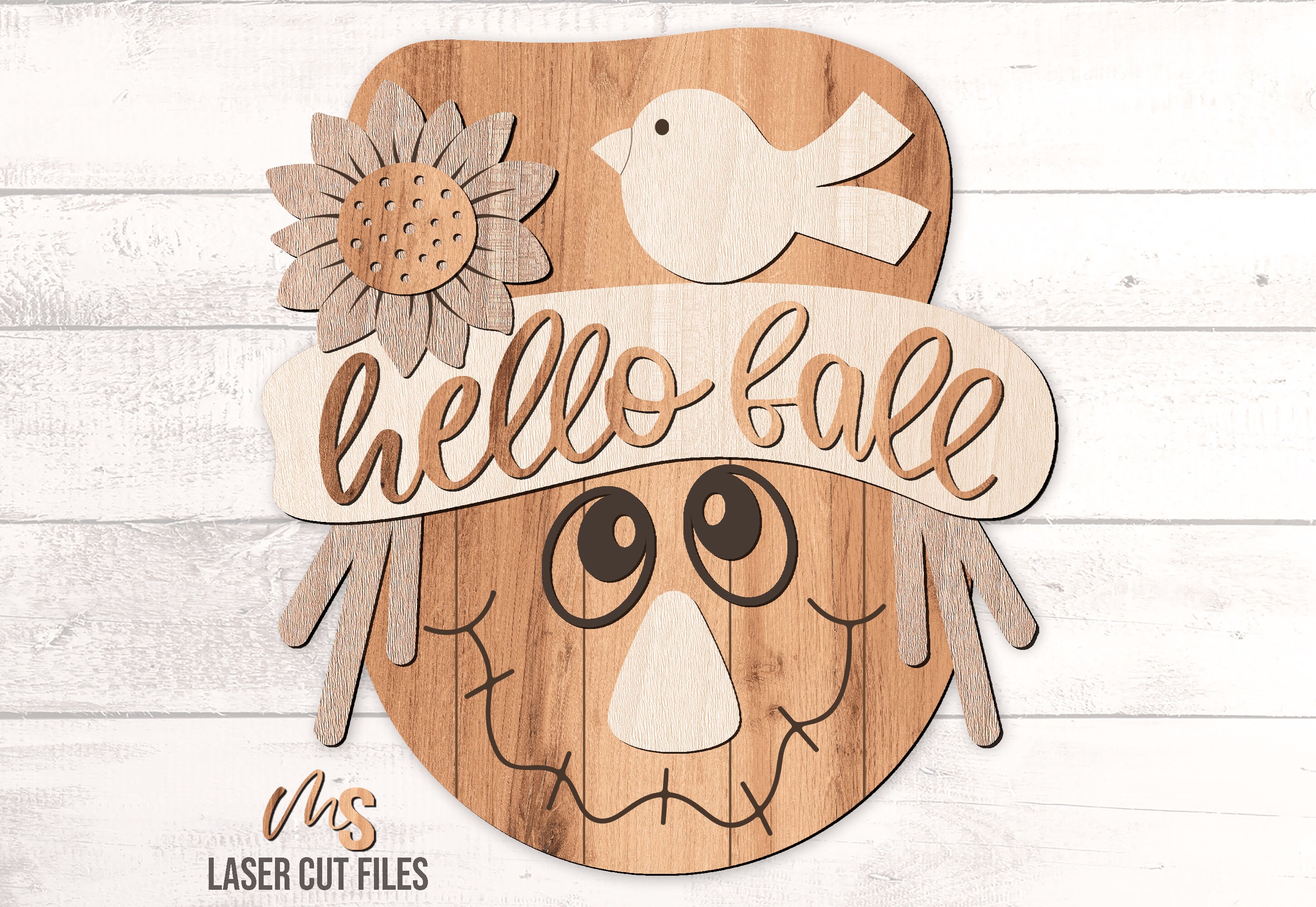 Hello Fall Scarecrow Door Hanger Svg - Fall Welcome Sign Svg ...