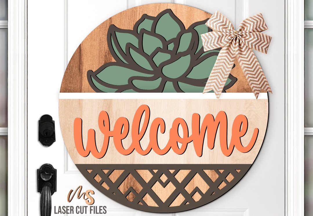 Succulent Welcome Sign Svg - Succulent Door Hanger Svg - Succulent Svg ...