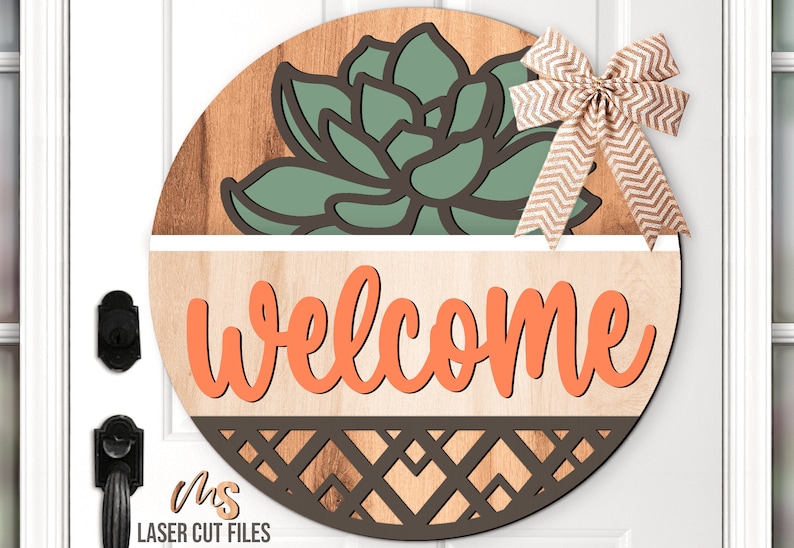 Succulent Welcome Sign Svg Succulent Door Hanger Svg - Etsy