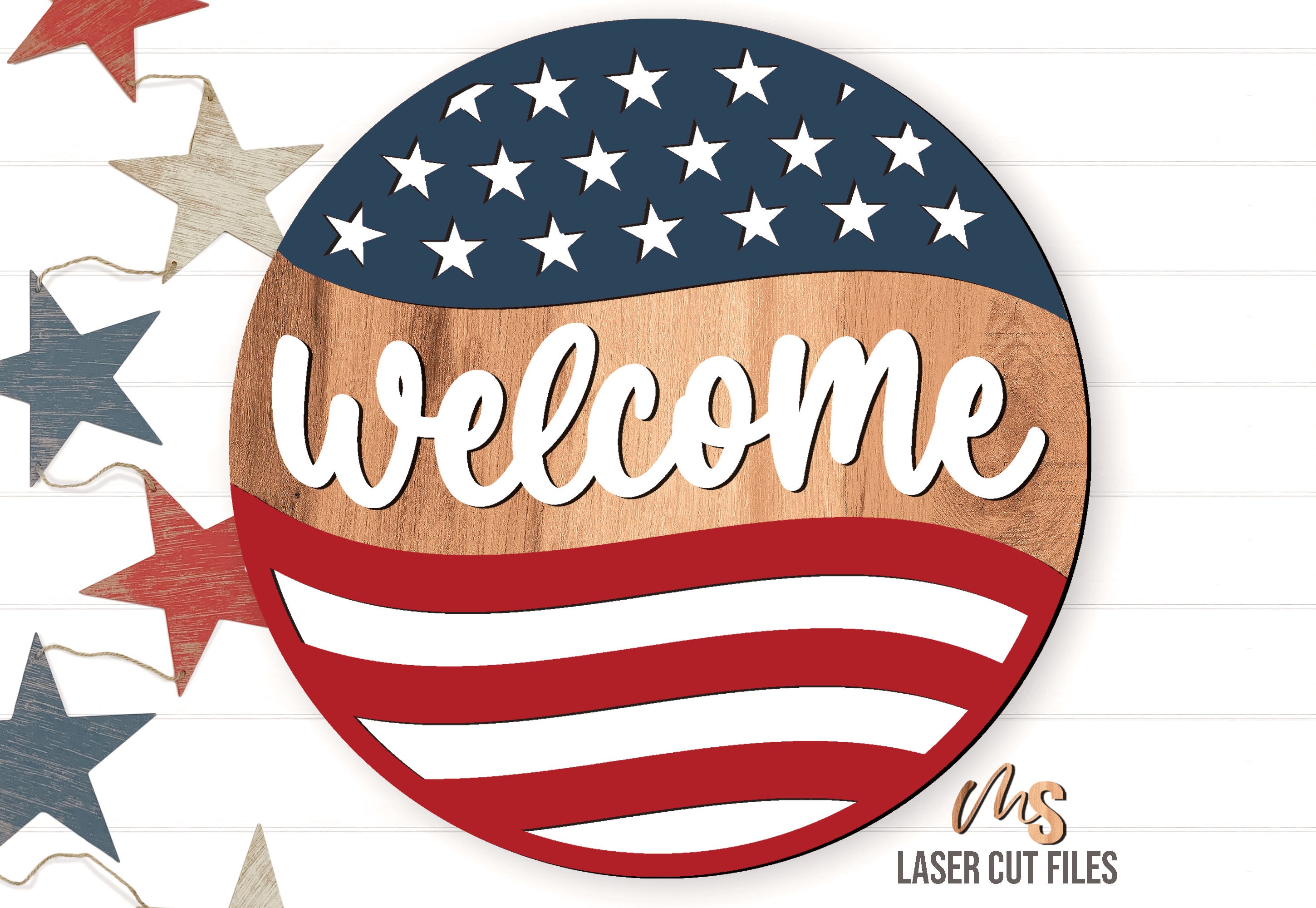 Patriotic Welcome Sign SVG 4th of July Door Hanger Svg 4th - Etsy