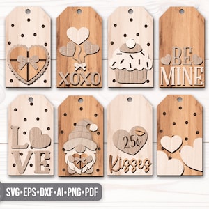 Valentine Gift Tags SVG - Valentine Tags Laser Files - Valentine Name ...