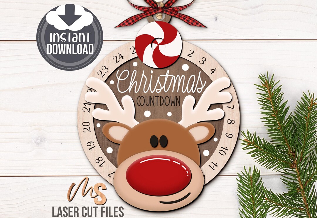 Reindeer Christmas Countdown Ornament SVG: Days Until Christmas ...