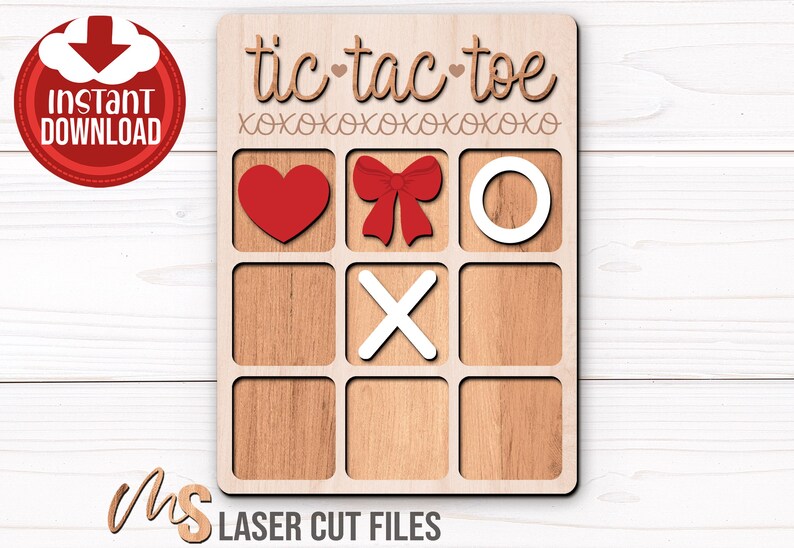 Valentines Day Tic Tac Toe SVG: Valentines Games Laser Cut Files ...