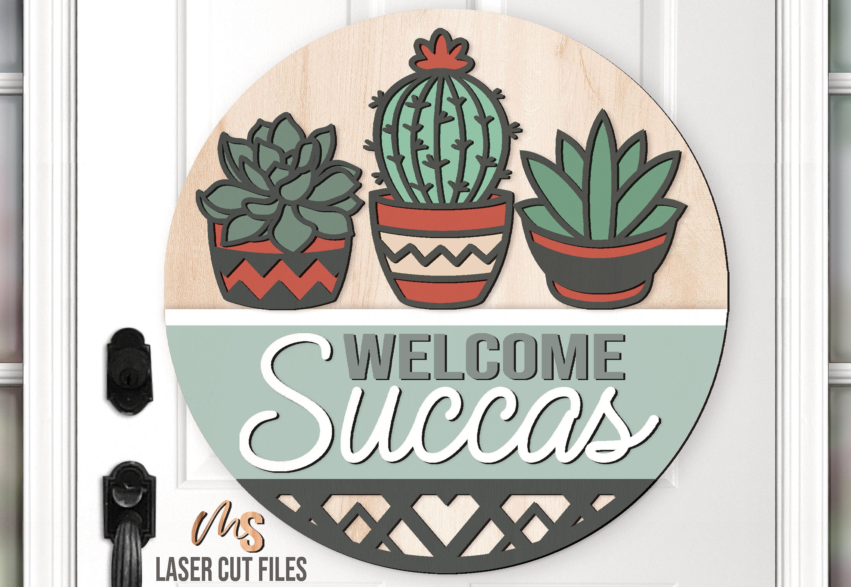 Succulent Welcome Sign Svg - Door Hanger Svg - Succulent Svg - Cactus ...