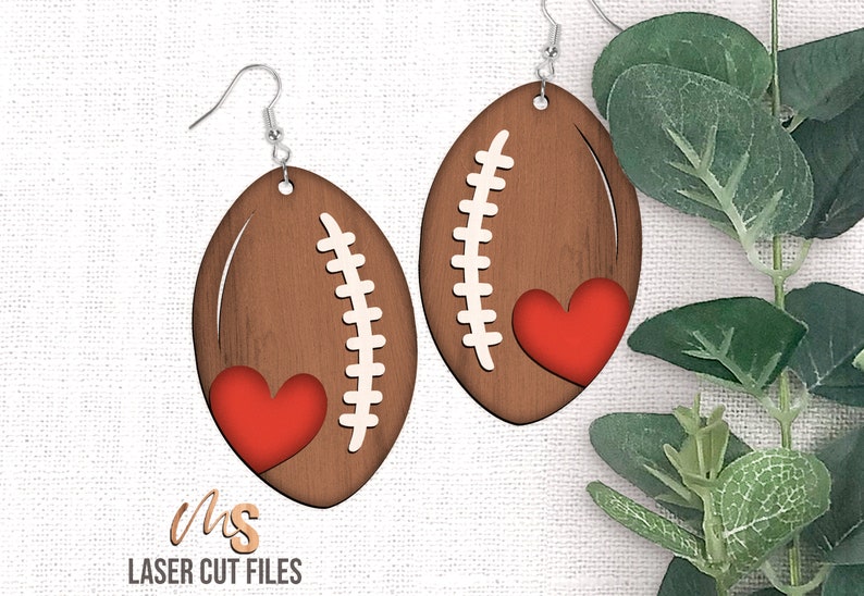 Football Earrings SVG - Football Svg - Football Heart Svg - Dangle ...