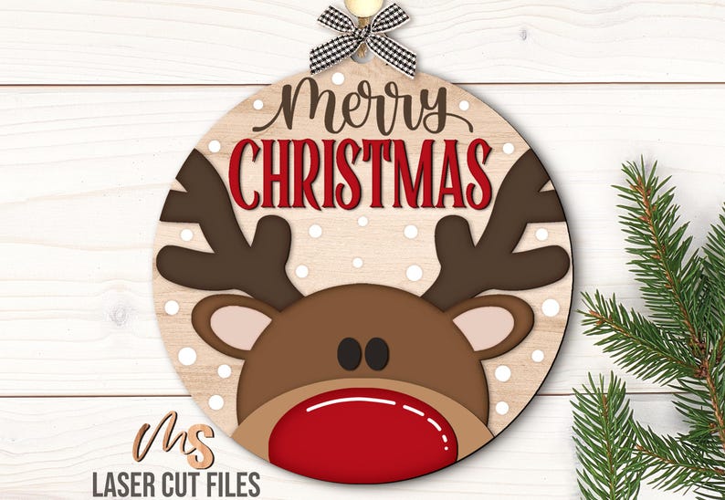 Reindeer Merry Christmas Ornament SVG - Reindeer Ornament Svg - Merry ...