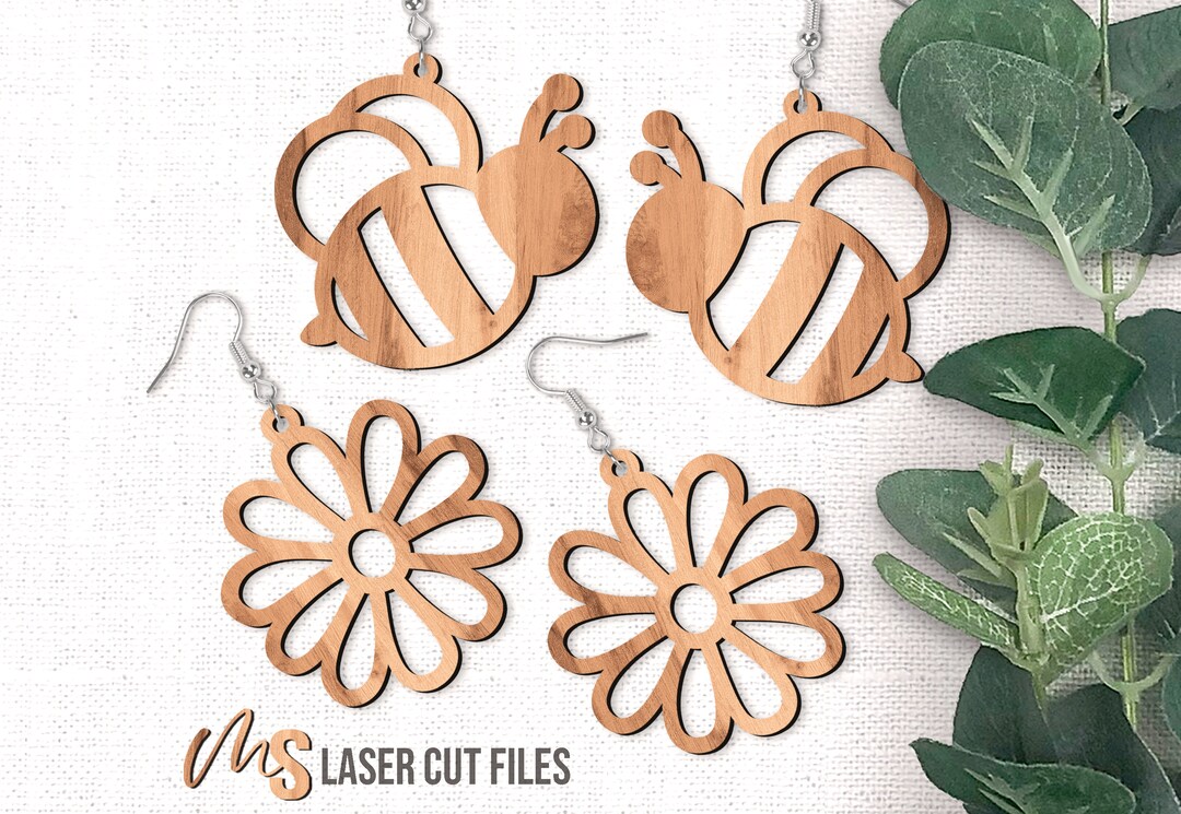 Bee Earrings SVG - Floral Daisy Earring Svg - Bee Svg - Daisy Svg ...