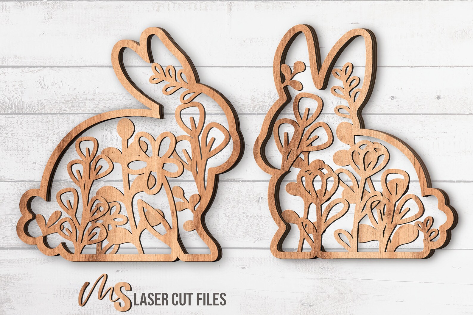 Easter Bunny SVG Floral Easter Svg Layered Bunny Svg Laser Cut Files ...