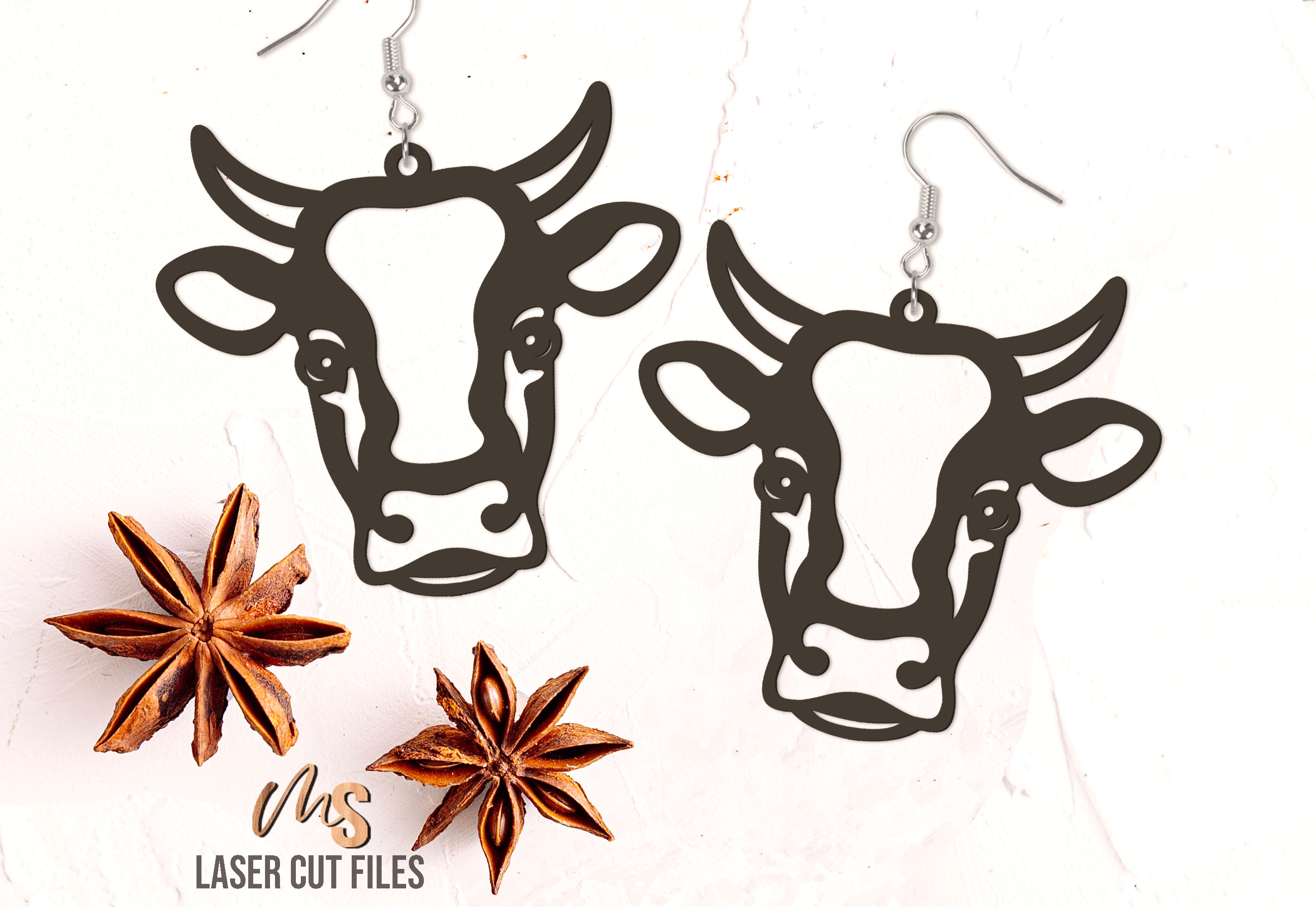 Cow Earrings SVG - Cow Head Svg - Laser Cut Files - Cow Svg - Earring ...