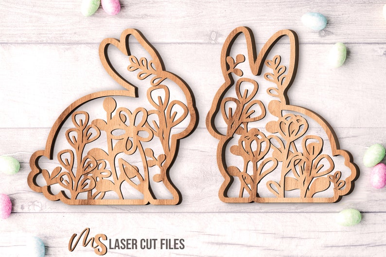 Easter Bunny SVG Floral Easter Svg Layered Bunny Svg - Etsy