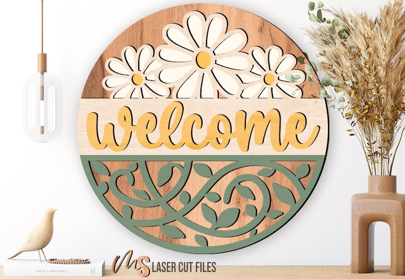 Daisy Welcome Sign SVG - Daisy Door Hanger Svg - Daisy Svg - Floral ...