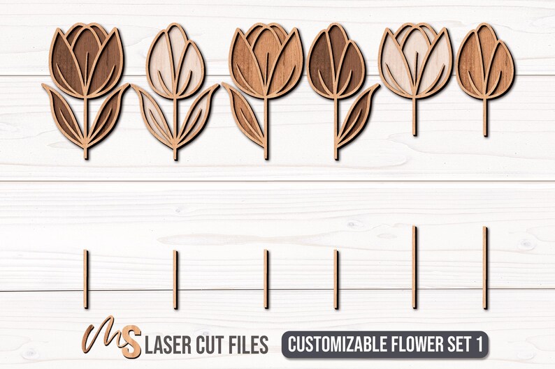 Personalized Tulip SVG Bundle: Custom Tulip Flowers Laser Cut Files ...