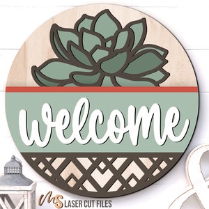 Succulent Welcome Sign Svg - Succulent Door Hanger Svg - Succulent Svg ...